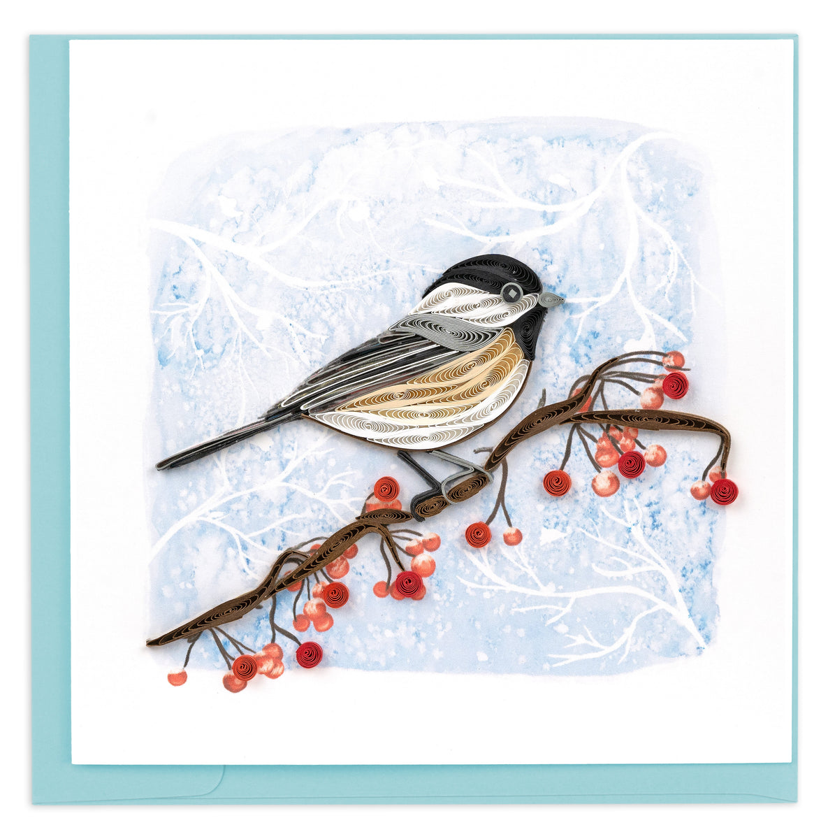 Handcrafted Winter Chickadee Greeting Card | Quilling Card – Quilling ...